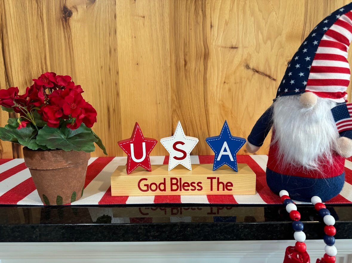4th of July Wood Block Set: Patriotic USA Decor - Etsy