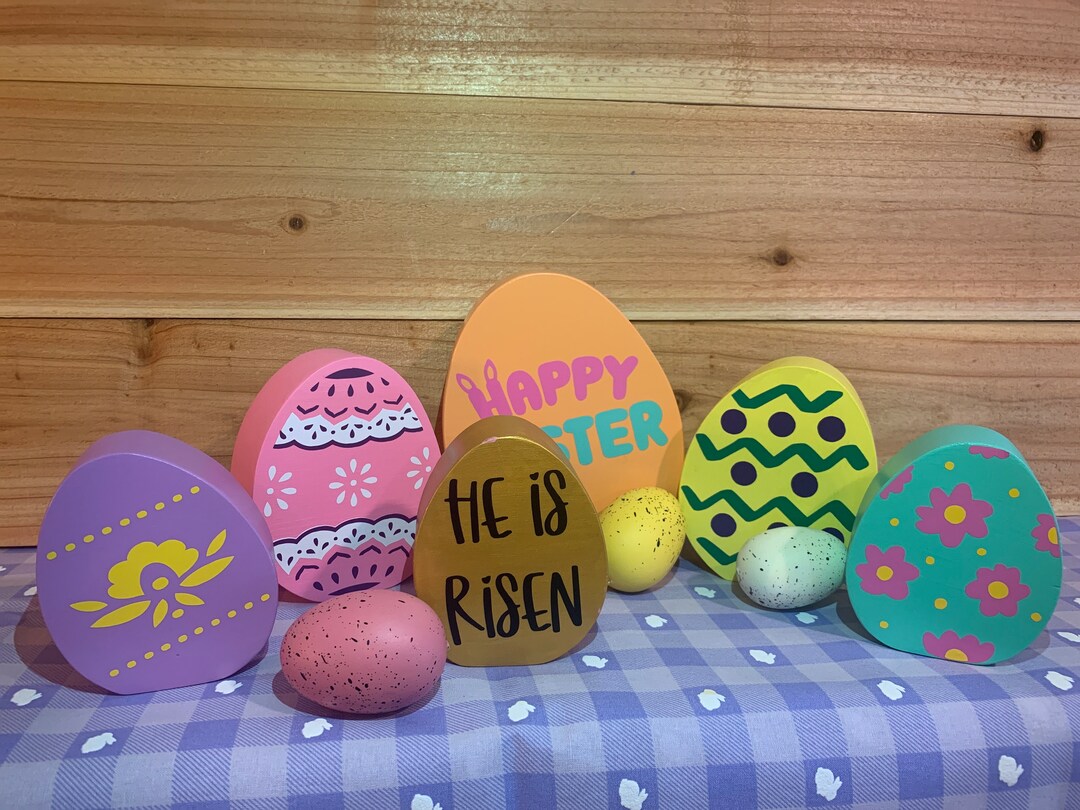 Spring Egg Decor, Wooden Easter Eggs, Painted Easter Eggs, Easter Eggs, Easter Decor, Easter ...
