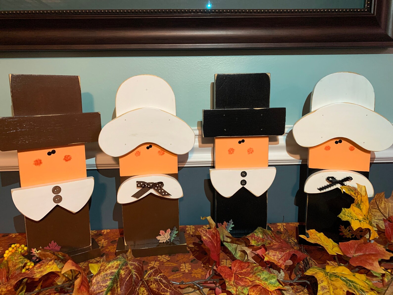 Fall Pilgrim Boy and Girl for Thanksgiving, Autumn Farmhouse Shelf ...