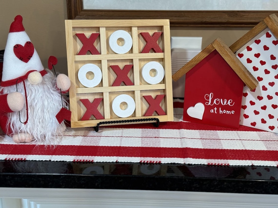 Valentines Tic Tac Toe Game: Hand Painted Pine Board, Travel Size, Gift ...