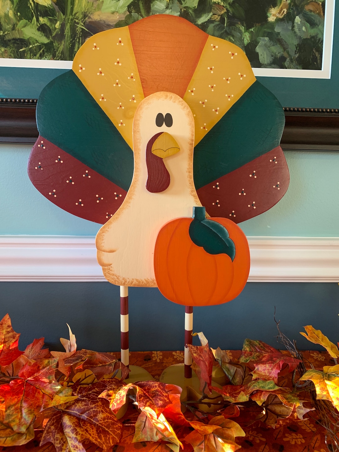 Thanksgiving Holiday Stand up Turkey/fall Home Décor/hand Painted ...