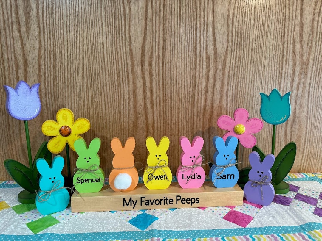 Personalized Easter Peeps: Custom Wooden Bunny Set - Etsy