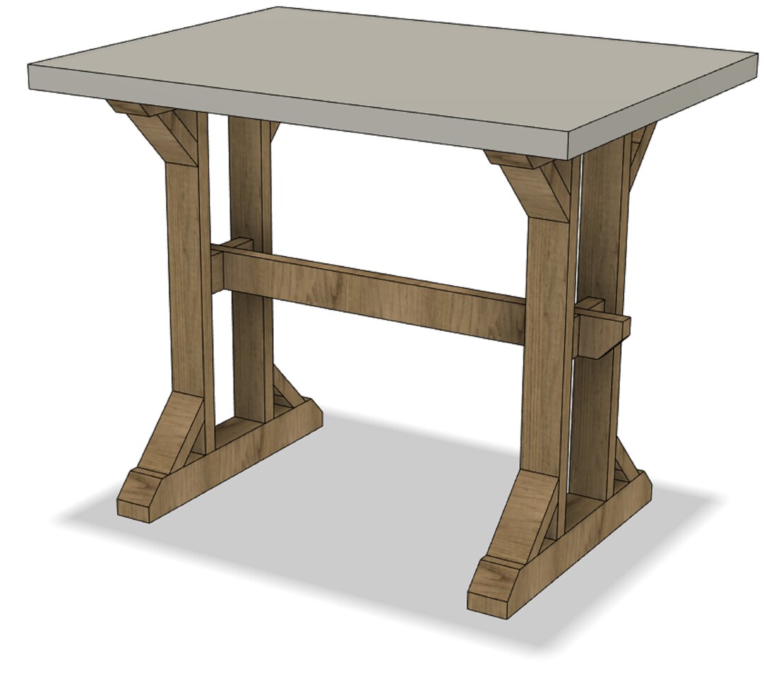 DIY Bar Height Trestle Table Base Woodworking Plan for Your Custom Top ...