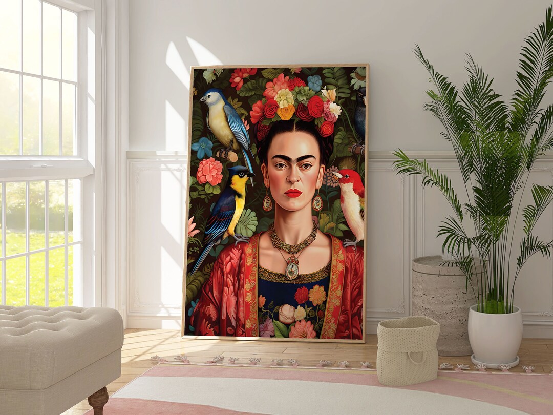 Frida Kahlo Colourful Poster, Animals and Flowers Print, Popular ...