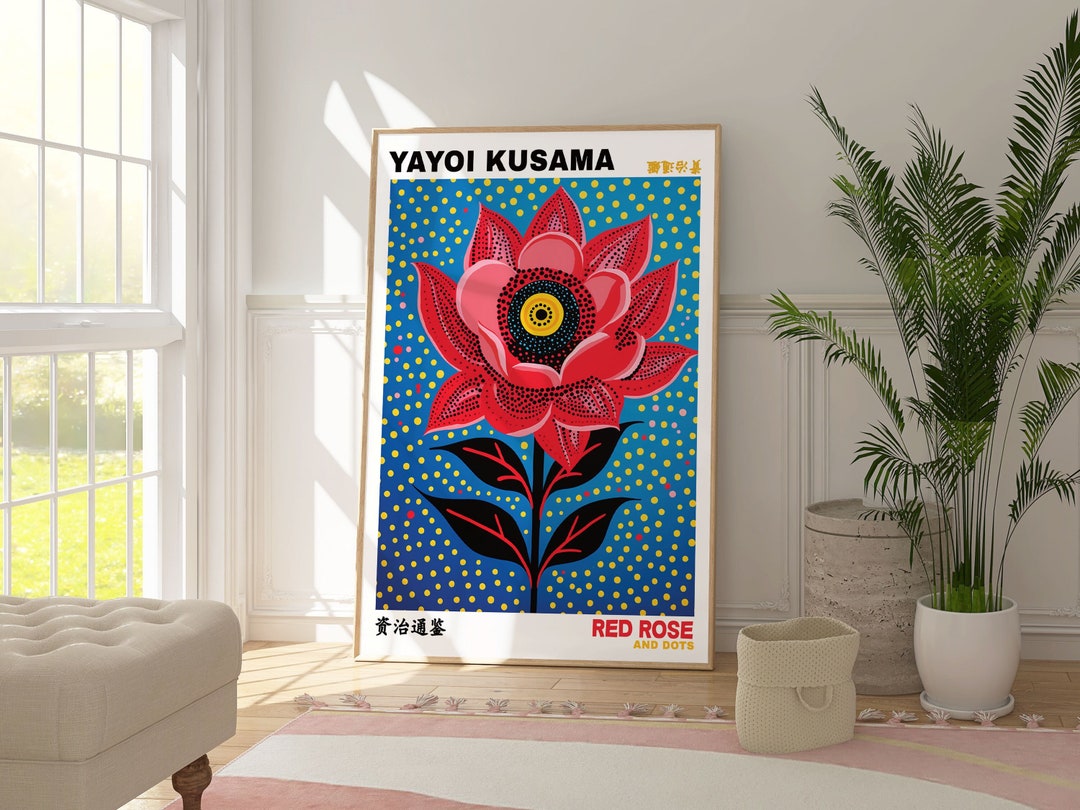 Yayoi Kusama Red Rose and Dots Print, Modern Poster, Japanese Art ...