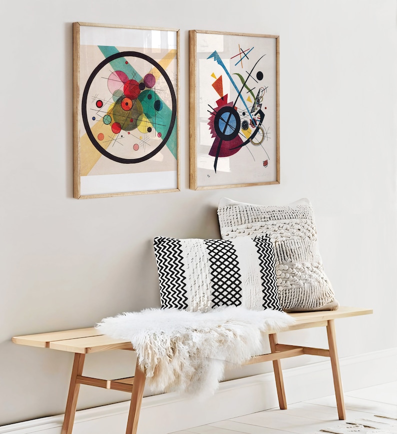 2er Set Kandinsky Prints, Abstrakte Kunst Drucke, Minimalistische moderne Kunst, Berühmter ...