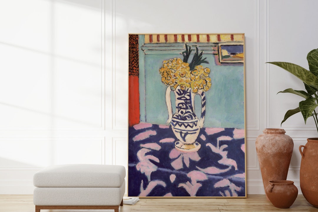 Henri Matisse Yellow Flowers With Blue Vase Print, Colourful Still Life ...