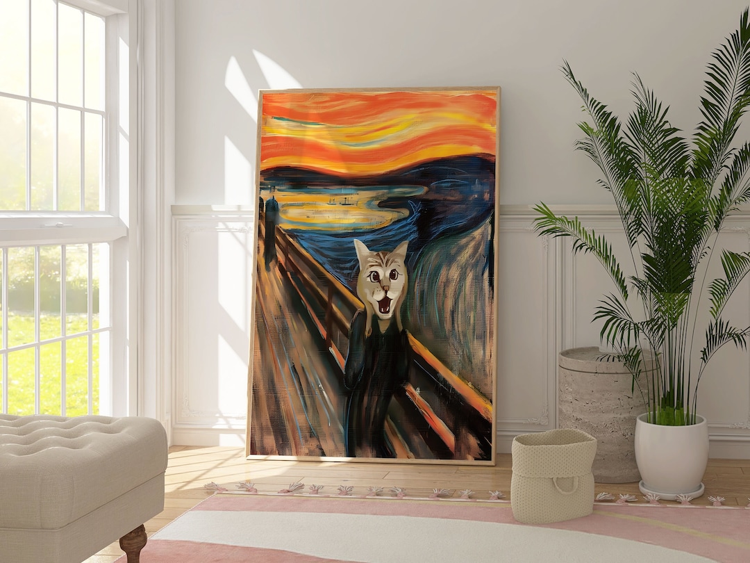 Edvard Munch the Scream Cat Print, Funny Cat Painting, Animal Gallery ...