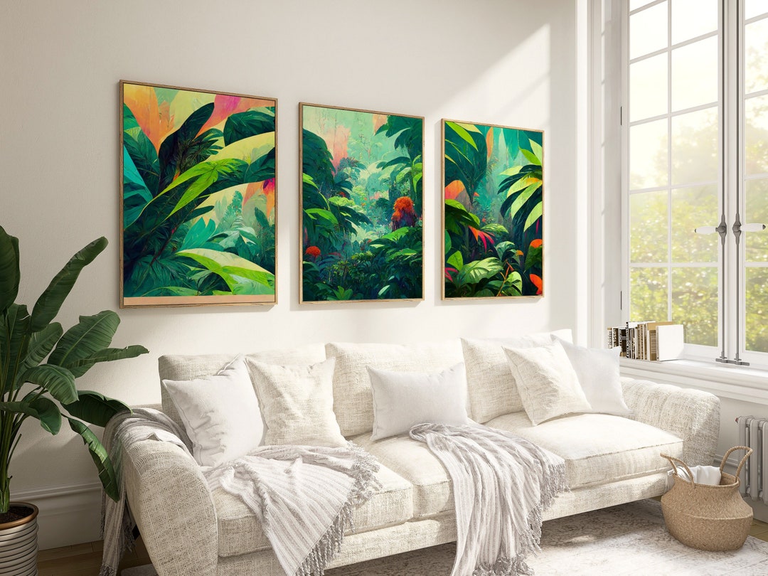 Set of 3 Jungle Prints, Green Nature Posters, Nature Inspired, Forest ...