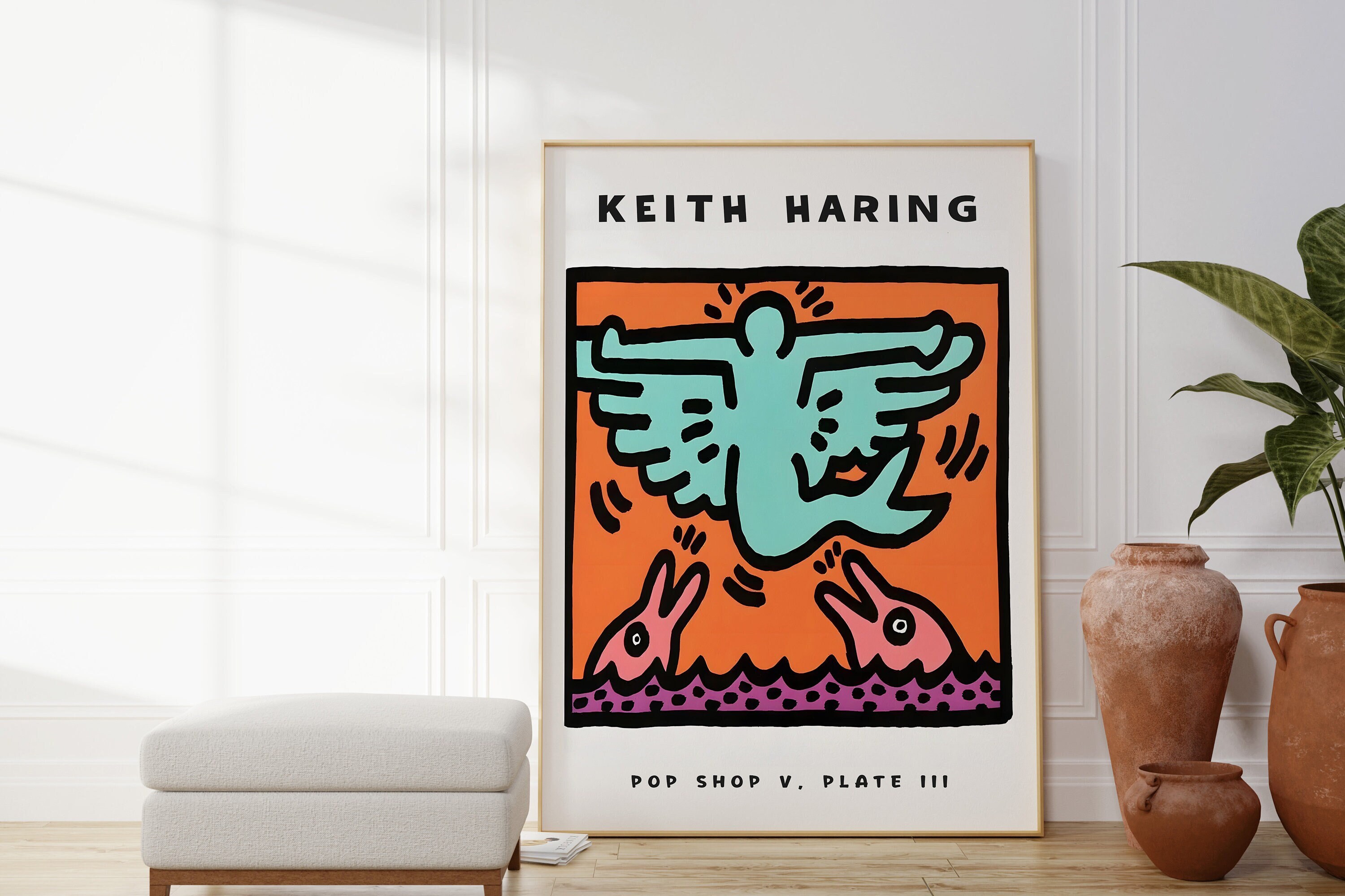 Keith Haring Angel Mermaid Print, Pop Art Poster, Minimalist ...