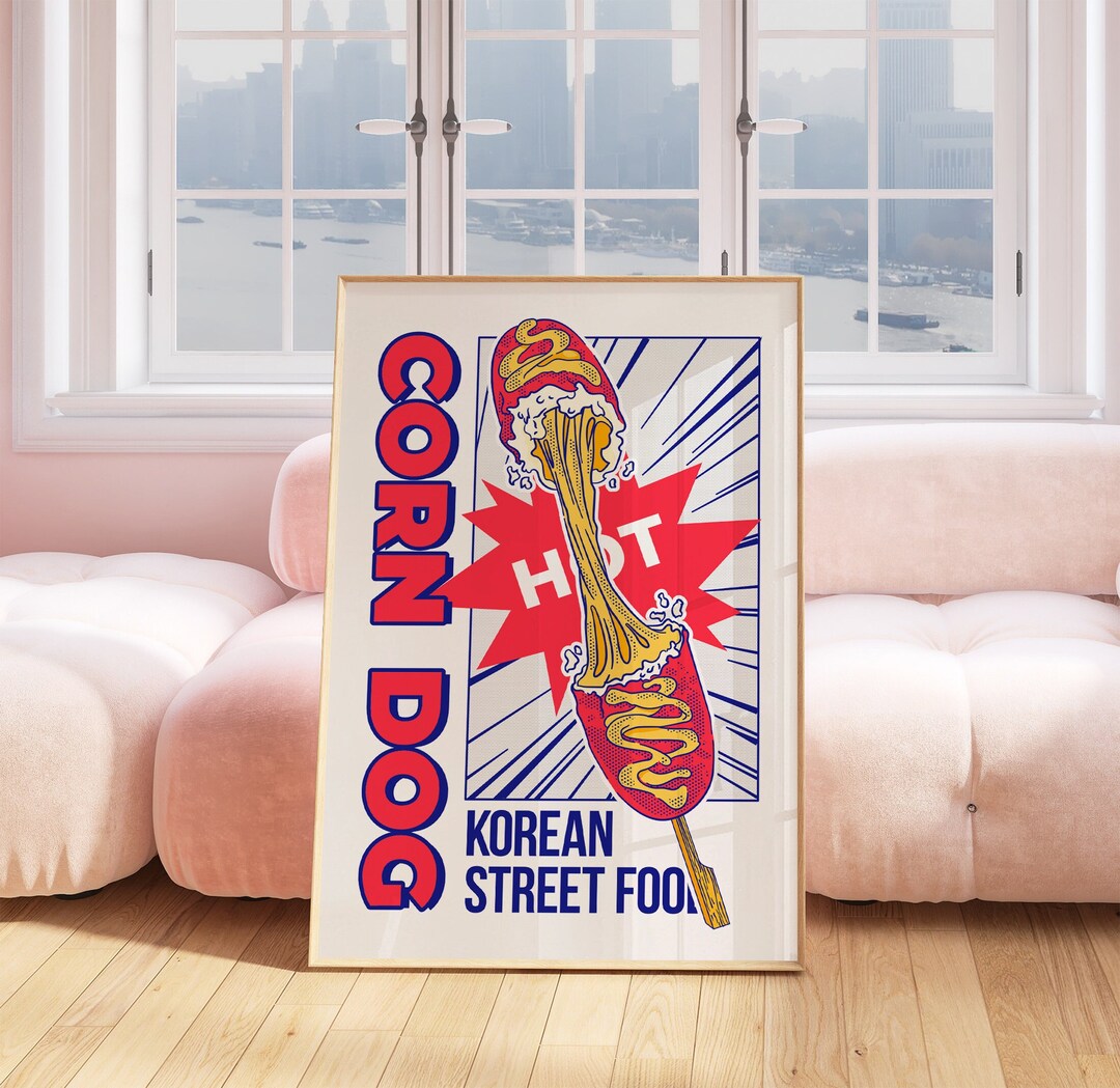 Korean Street Food Print, Korn Dog Poster, Kitchen Print, Restaurant ...