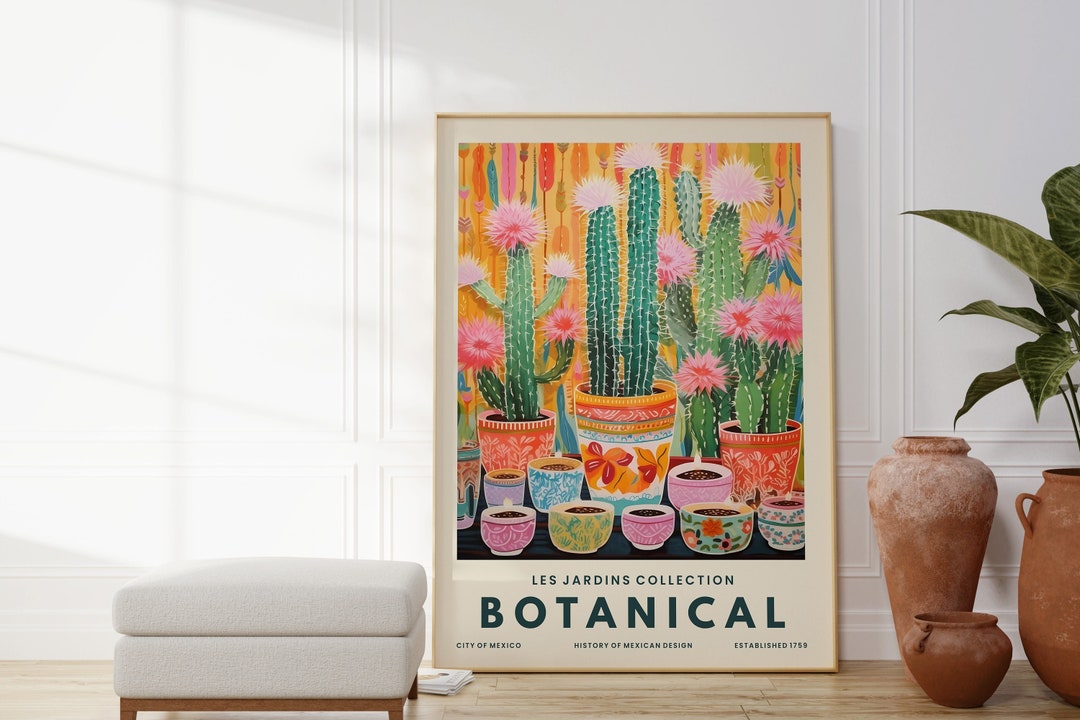 Desert Cactus Print, Mexican Cacti Poster, Electric Modern Illustration ...