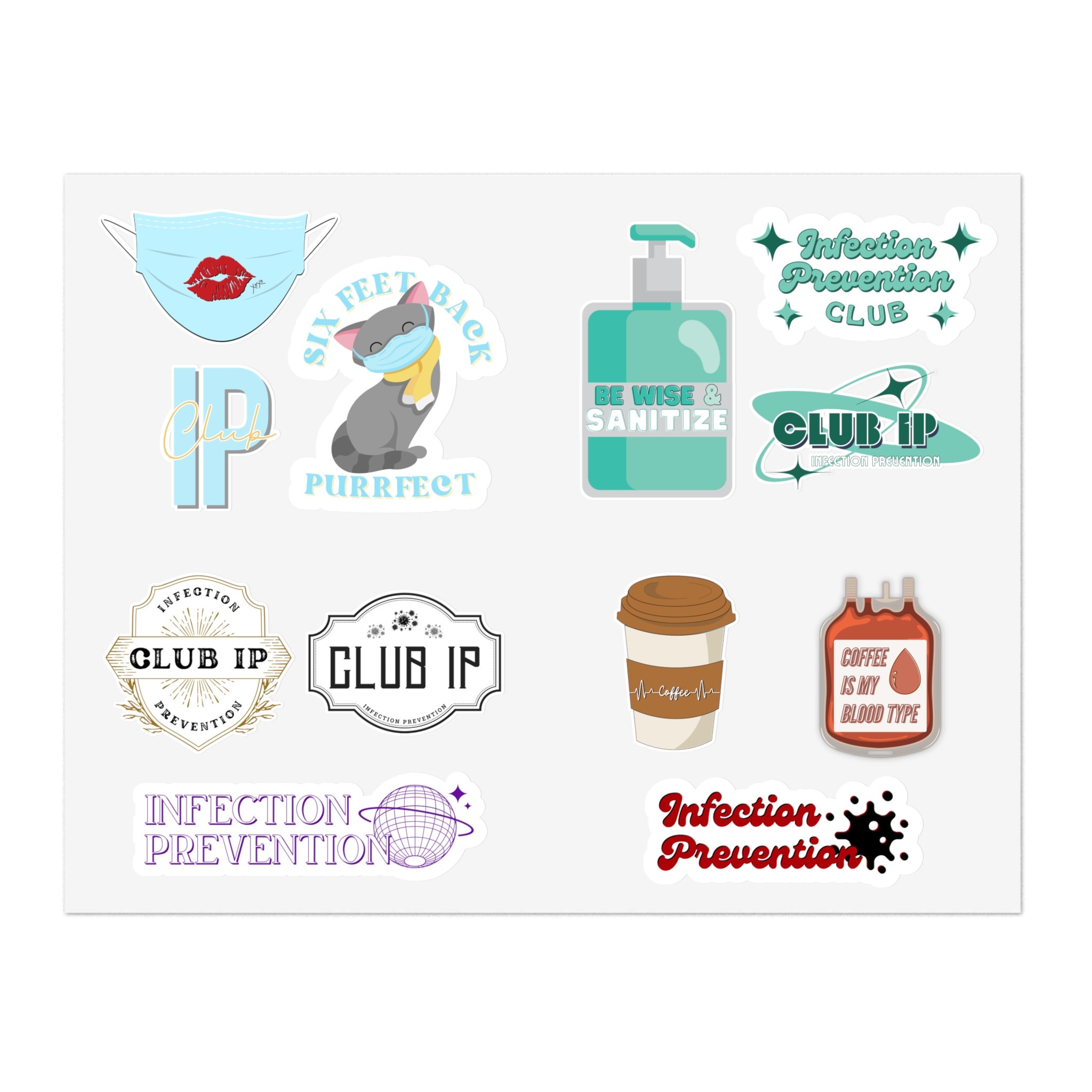 12 Infection Prevention Stickers, Medical Humor Stickers, Hospital ...