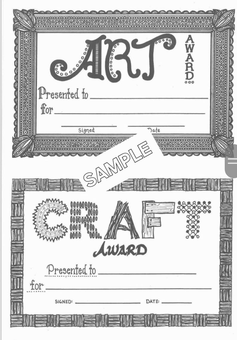 Printable Achievement Awards: Hand-drawn Certificates (digital Download ...
