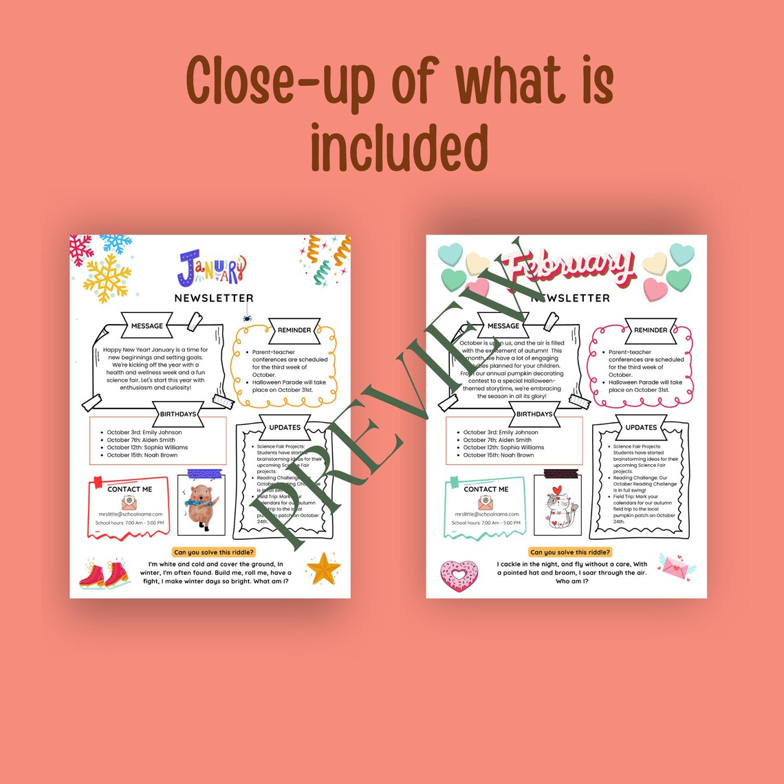Editable Monthly Newsletter Template for Teachers - Canva, Easy-to-use ...