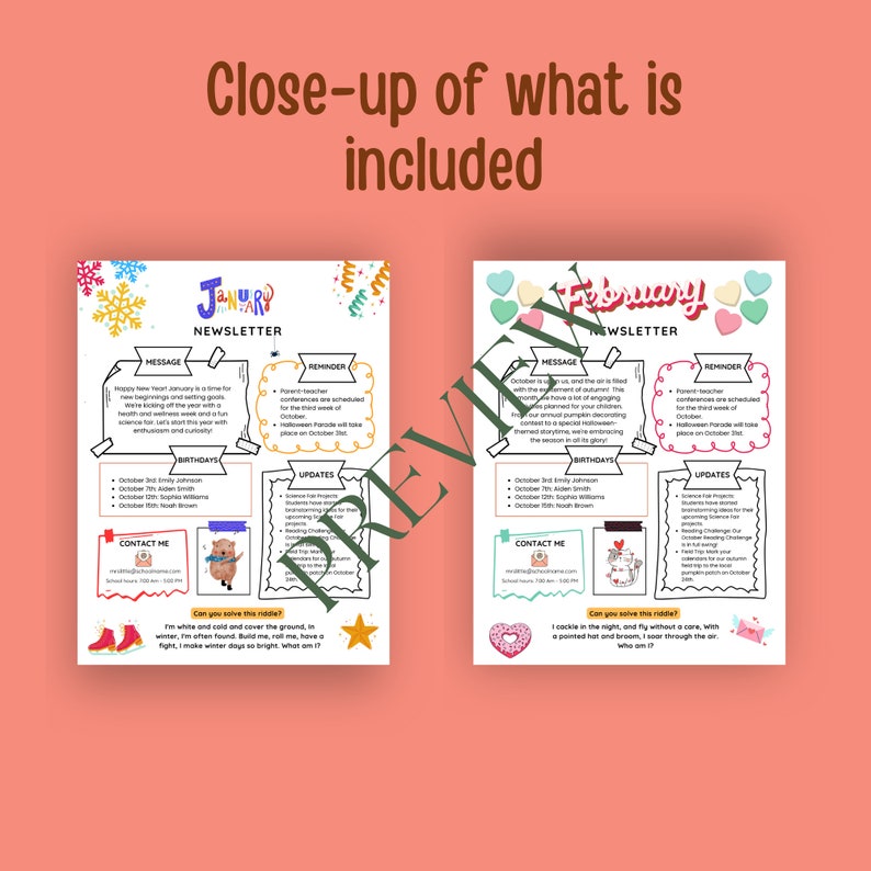 Editable Monthly Newsletter Template for Teachers - Canva, Easy-to-use ...