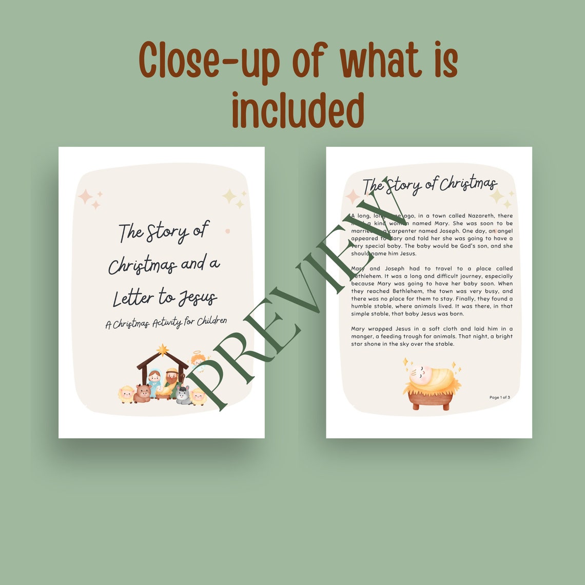 Letter to Jesus & Christmas Story Bundle Printable, Kid-friendly, Ages ...