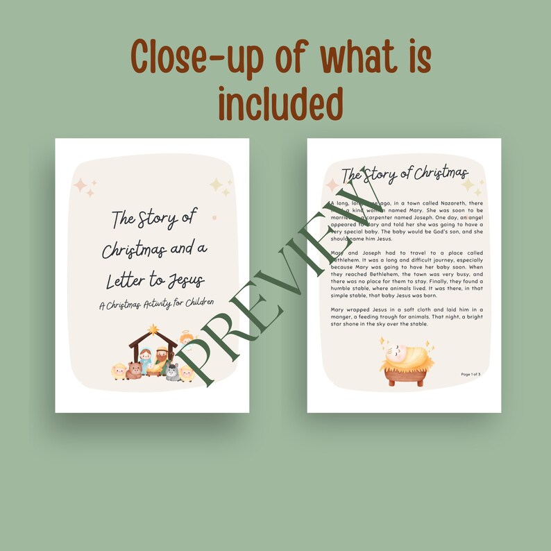 Letter to Jesus & Christmas Story Bundle Printable, Kid-friendly, Ages ...
