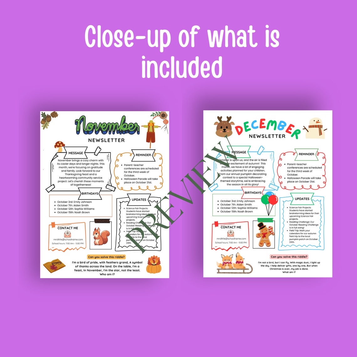 Editable Monthly Newsletter Template for Teachers - Canva, Easy-to-use ...