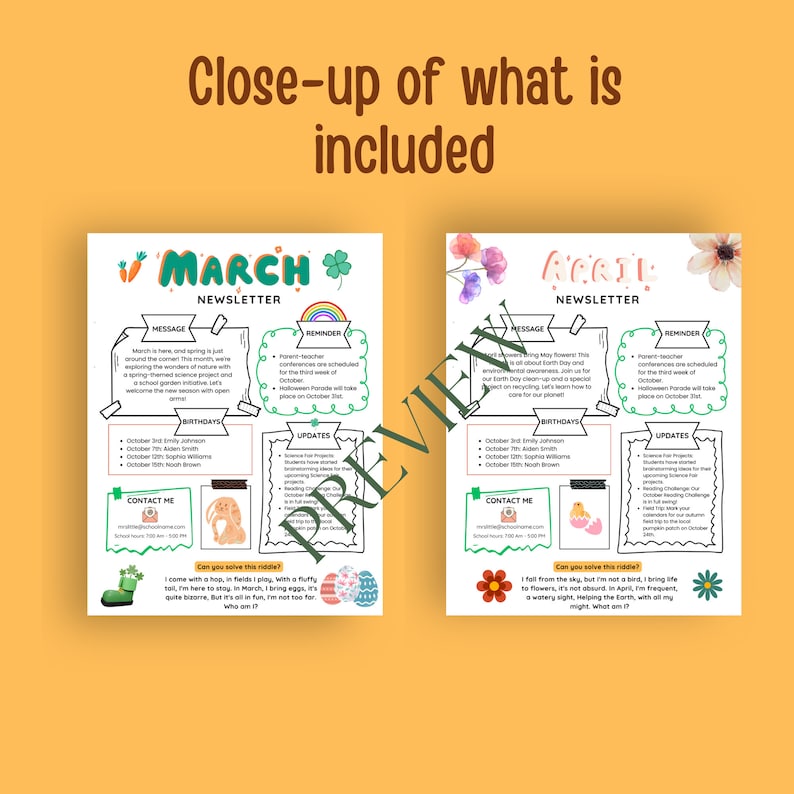Editable Monthly Newsletter Template for Teachers - Canva, Easy-to-use ...