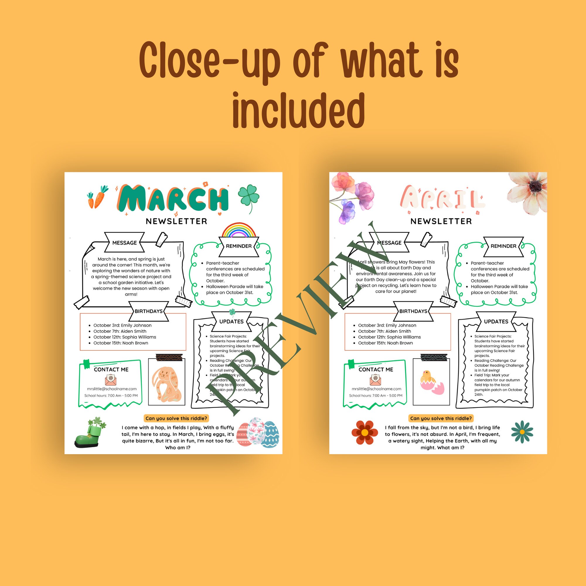 Editable Monthly Newsletter Template for Teachers - Canva, Easy-to-use ...