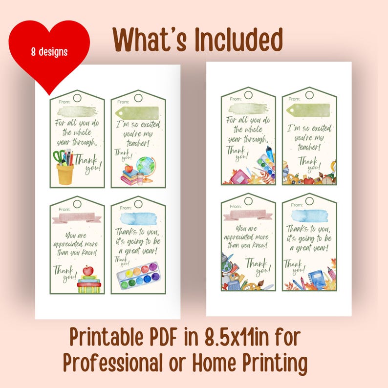 First Day of School Teacher Gift Tag From Student, Printable Back to ...