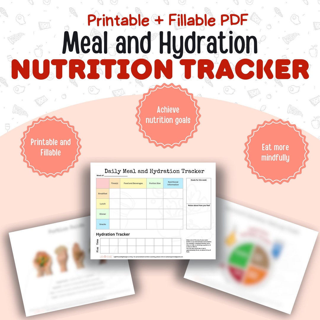 Ultimate Daily Meal & Hydration Tracker Fillable PDF With Portion Guide ...