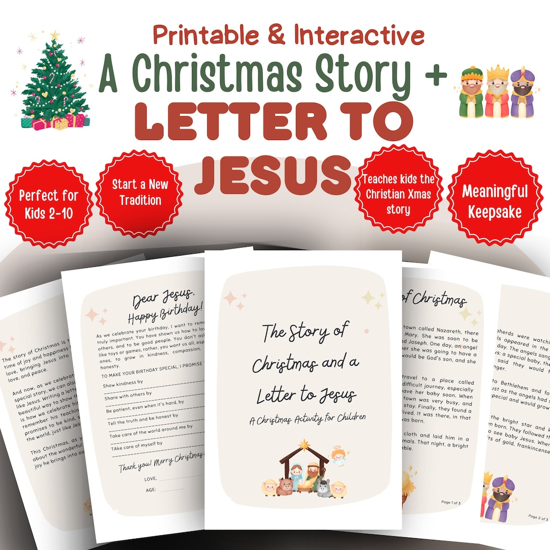 Letter to Jesus & Christmas Story Bundle Printable, Kid-friendly, Ages ...
