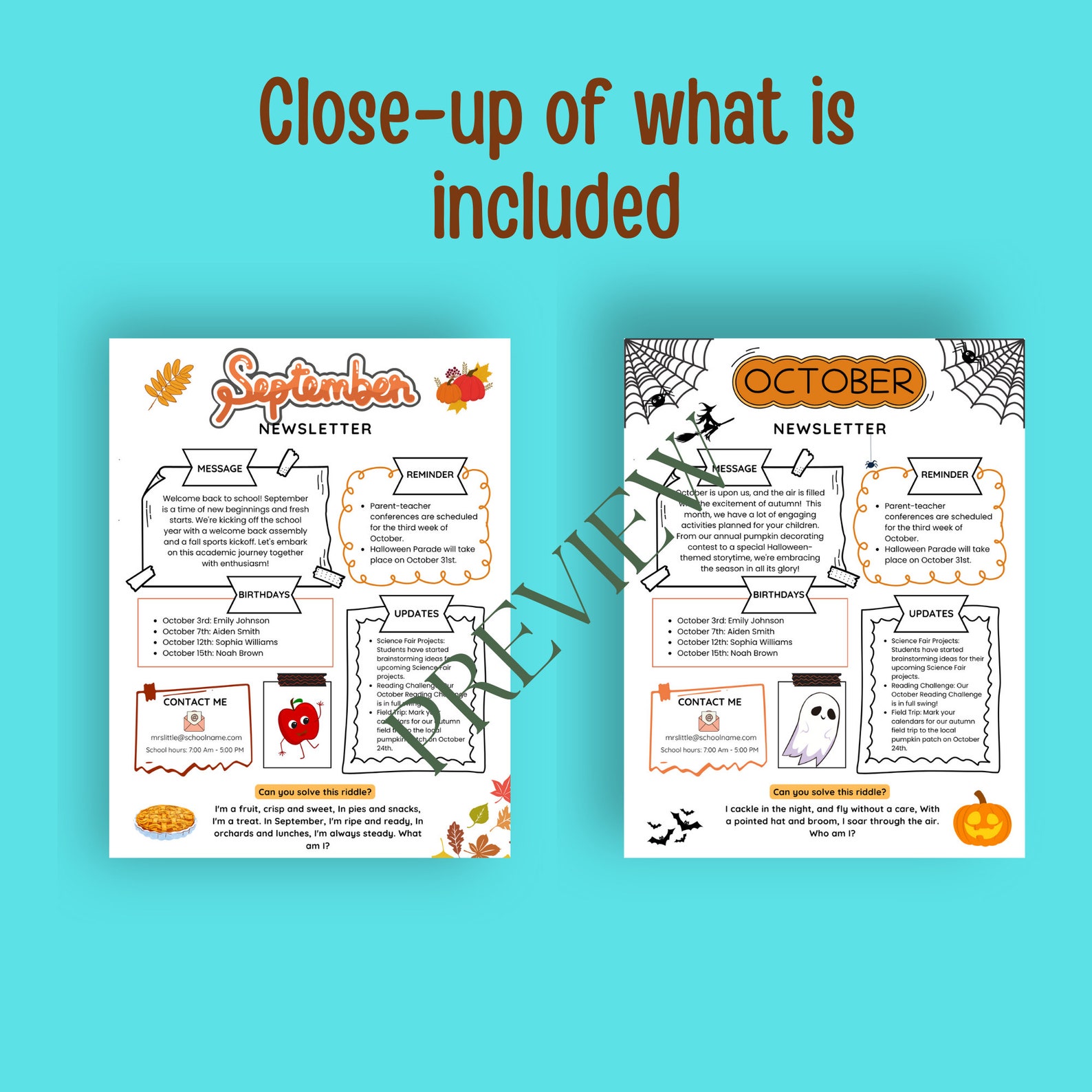 Editable Monthly Newsletter Template for Teachers - Canva, Easy-to-use ...