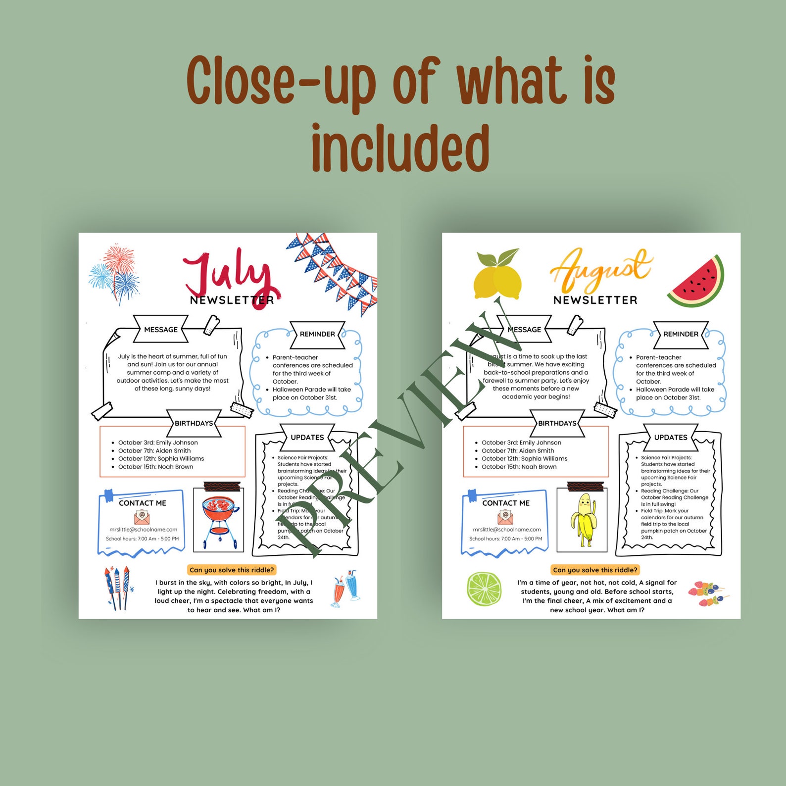 Editable Monthly Newsletter Template for Teachers - Canva, Easy-to-use ...