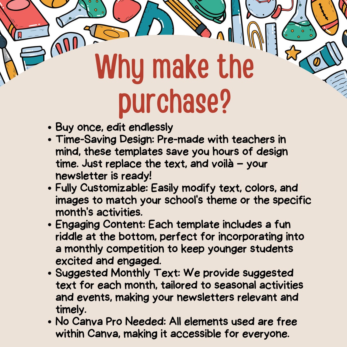 Editable Monthly Newsletter Template for Teachers - Canva, Easy-to-use ...