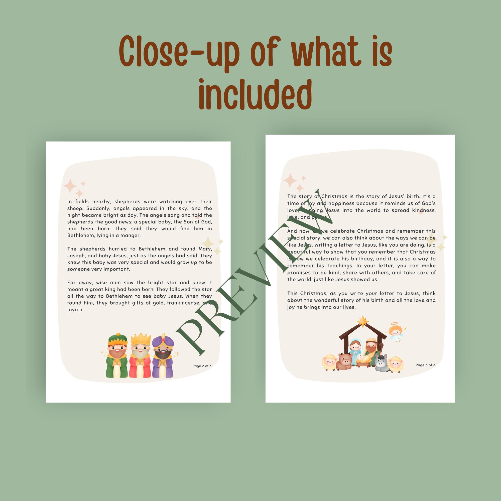 Letter to Jesus & Christmas Story Bundle Printable, Kid-friendly, Ages ...