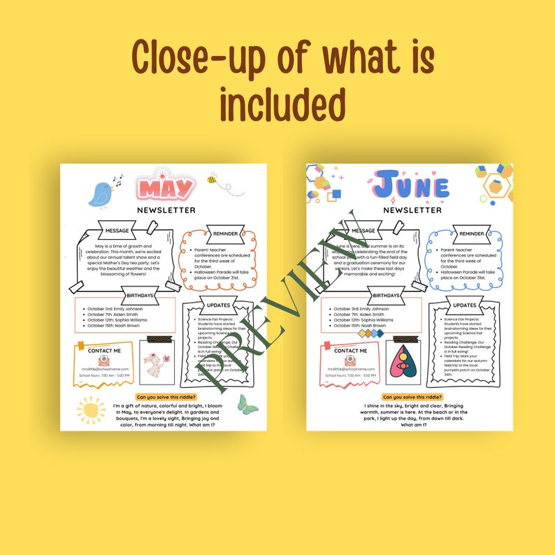 Editable Monthly Newsletter Template for Teachers - Canva, Easy-to-use ...