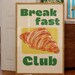 Colorful Retro Croissant Breakfast Club Food Bread Kitchen Poster in ...