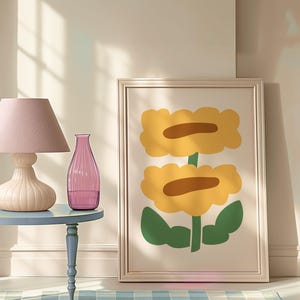 Physical Poster - Cute Yellow Green Flower Nursery Wall Art , Hand ...