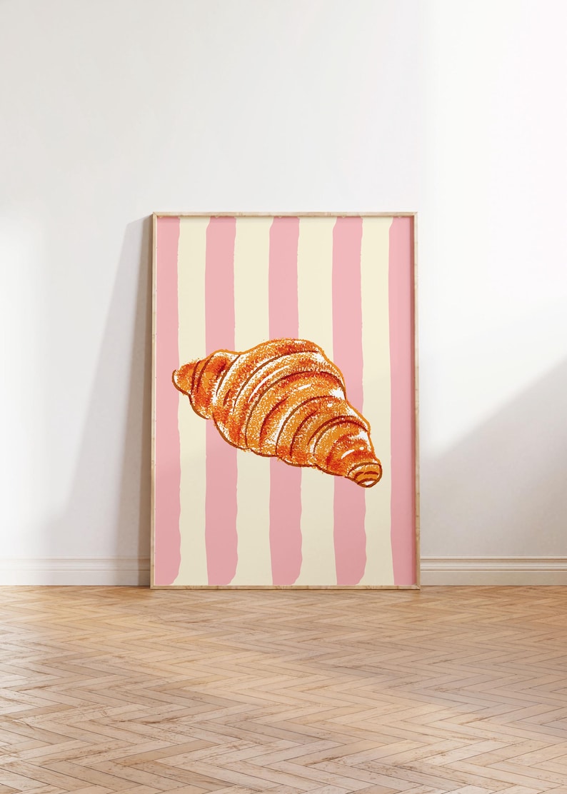 Physical Poster - Croissant Breakfast Wall Art | Patel Colourful Retro ...