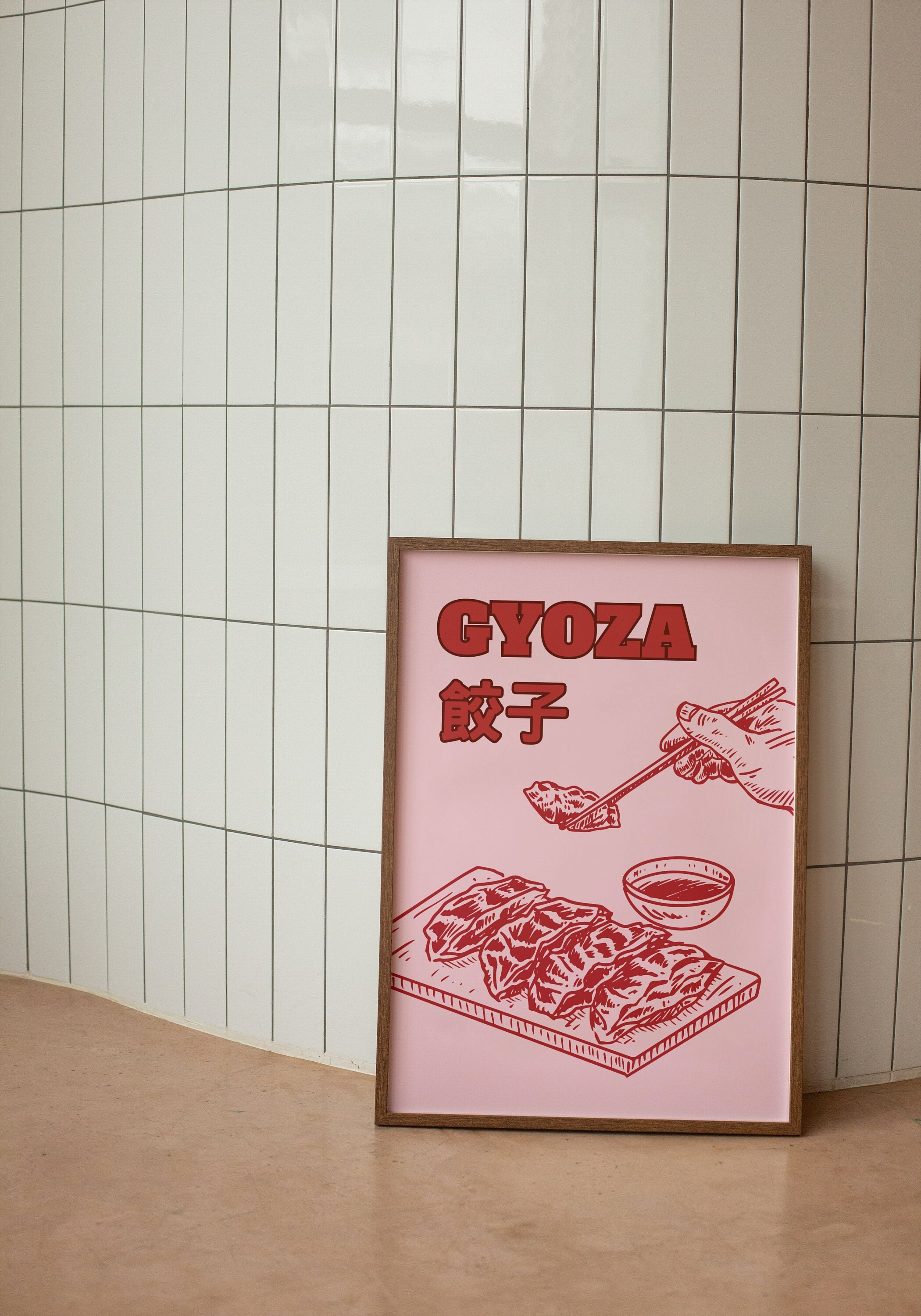 Y2K Japanese 'GYOZA' Kitchen Wall Art in Pink Wall - Etsy