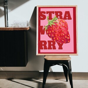 Y2K Strawberry Kitchen Wall Art in Red and Pink Wall Decor - Etsy