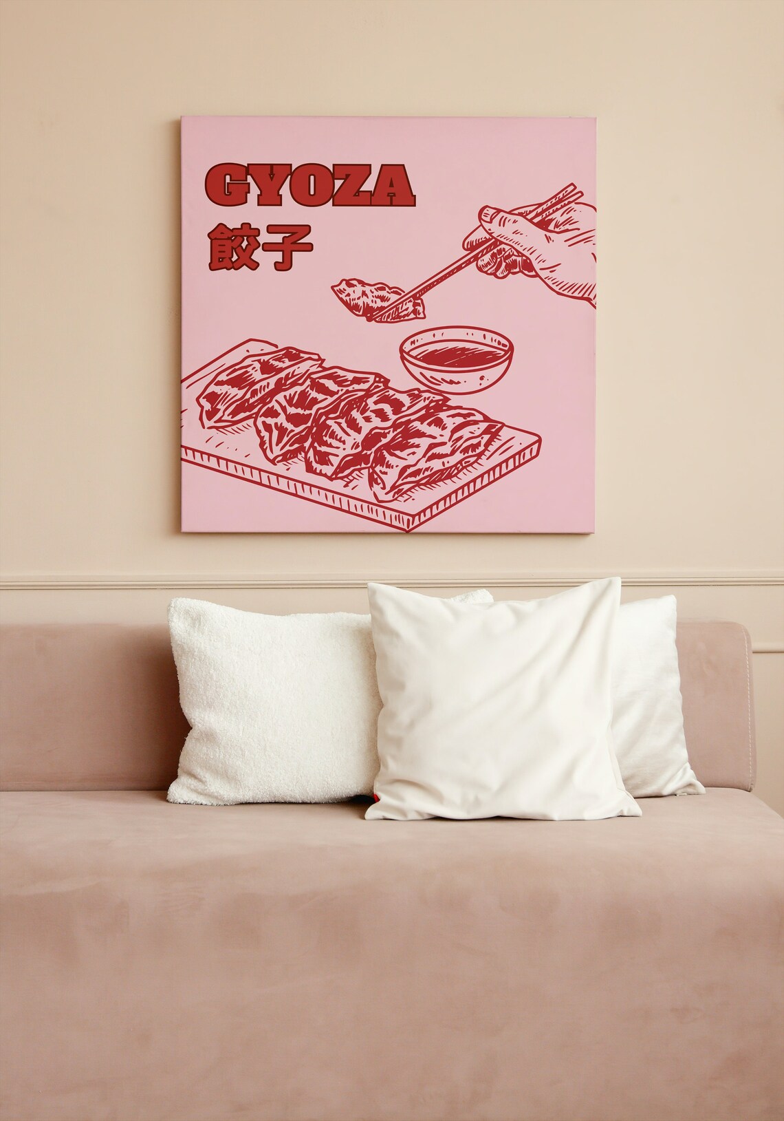 Y2K Japanese 'GYOZA' Kitchen Wall Art in Pink Wall - Etsy
