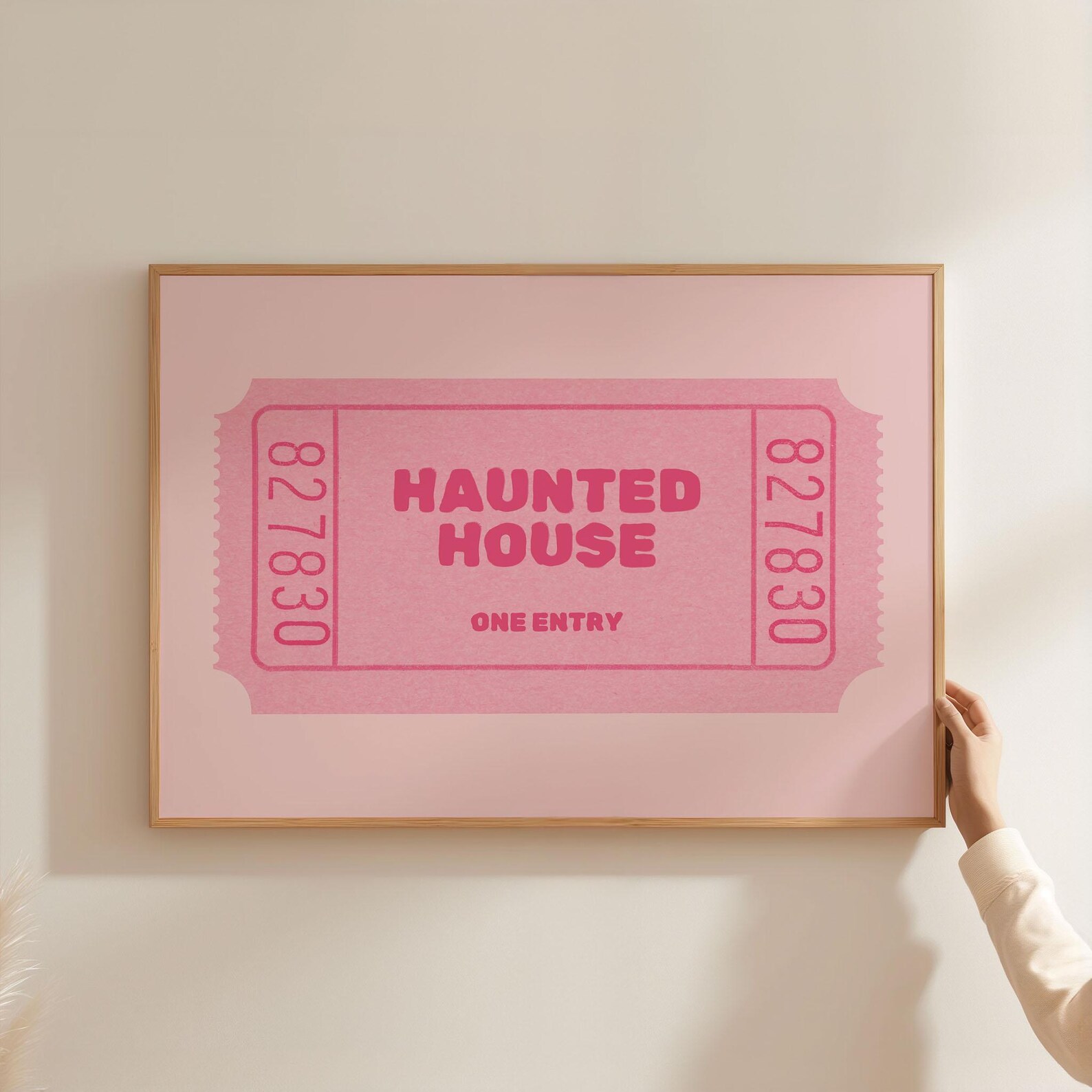 Girly Haunted House Ticket Halloween Wall Art, Pink Cute Spooky ...