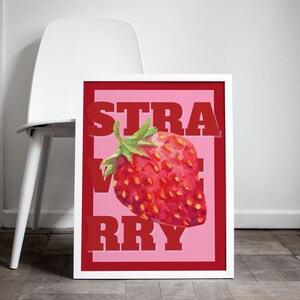 Y2K Strawberry Kitchen Wall Art in Red and Pink Wall Decor - Etsy