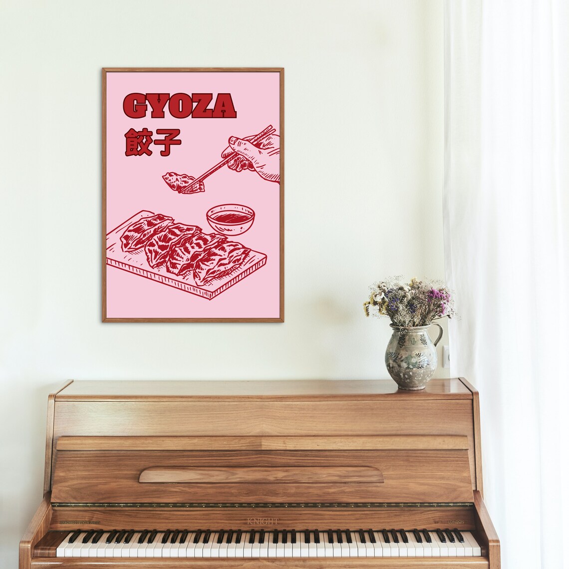 Y2K Japanese 'GYOZA' Kitchen Wall Art in Pink Wall - Etsy