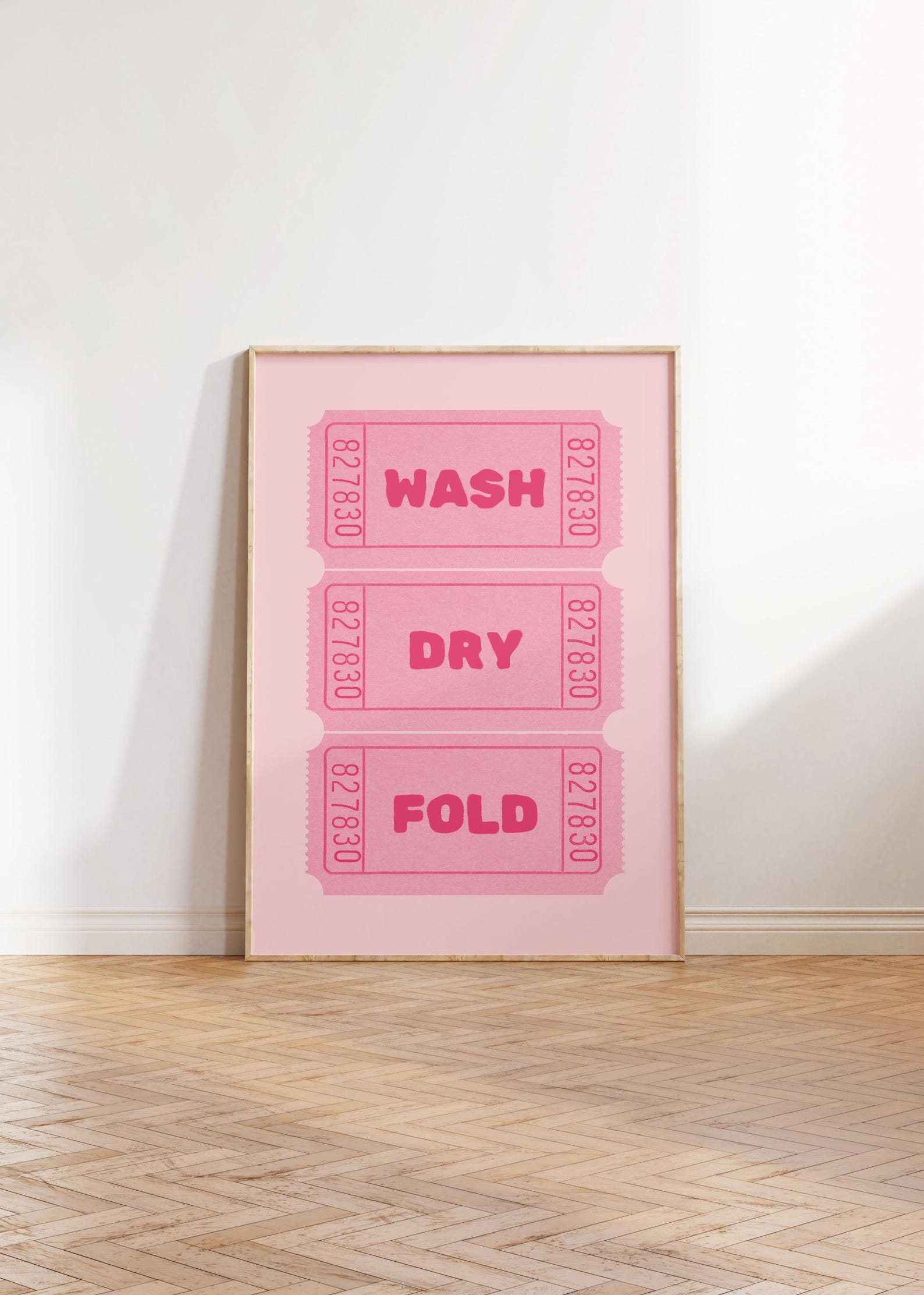 Physical Poster - Laundry Wash Dry Fold Ticket Wall Art | Girly Pink ...