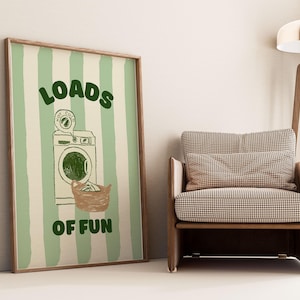 Physical Poster - Loads of Fun Laundry Rules Print | Green Stripe Line ...