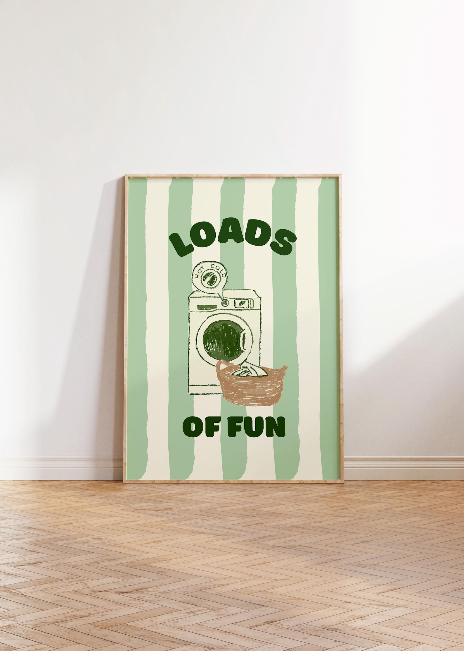 Physical Poster - Loads of Fun Laundry Rules Print | Green Stripe Line ...