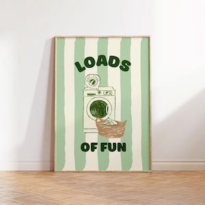 Physical Poster - Loads of Fun Laundry Rules Print | Green Stripe Line ...