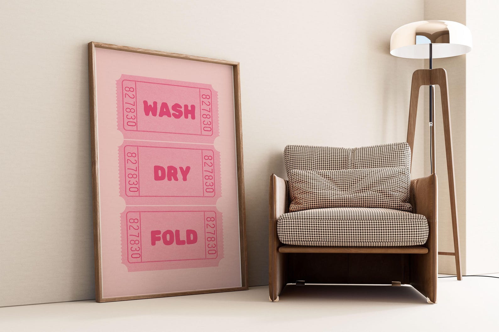 Physical Poster - Laundry Wash Dry Fold Ticket Wall Art | Girly Pink ...