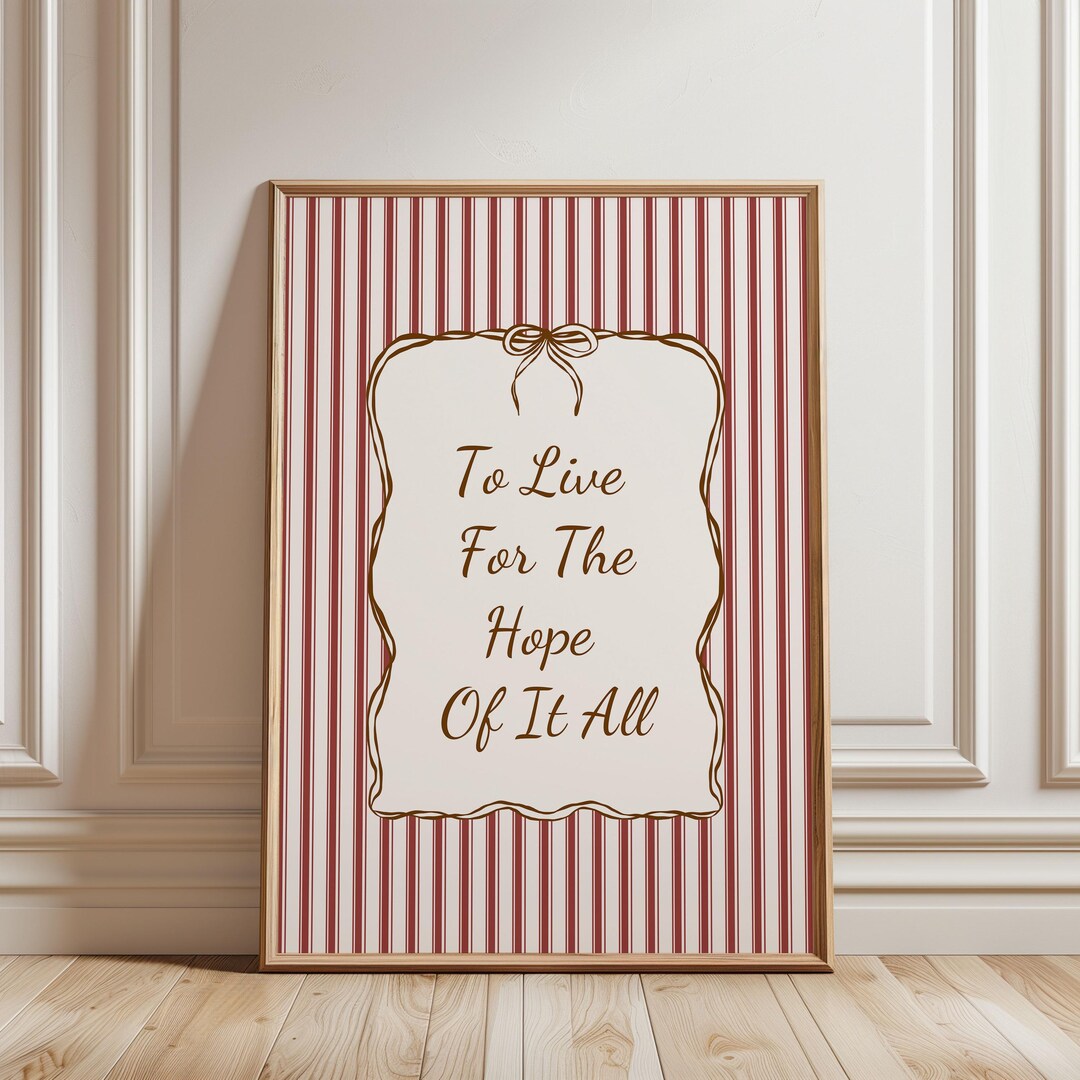 To Live for the Hope of It All Whimsical Cottagecore Red Brown Stripped ...