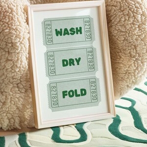 Physical Poster - Laundry Wash Dry Fold Ticket Wall Art | Girly Green ...