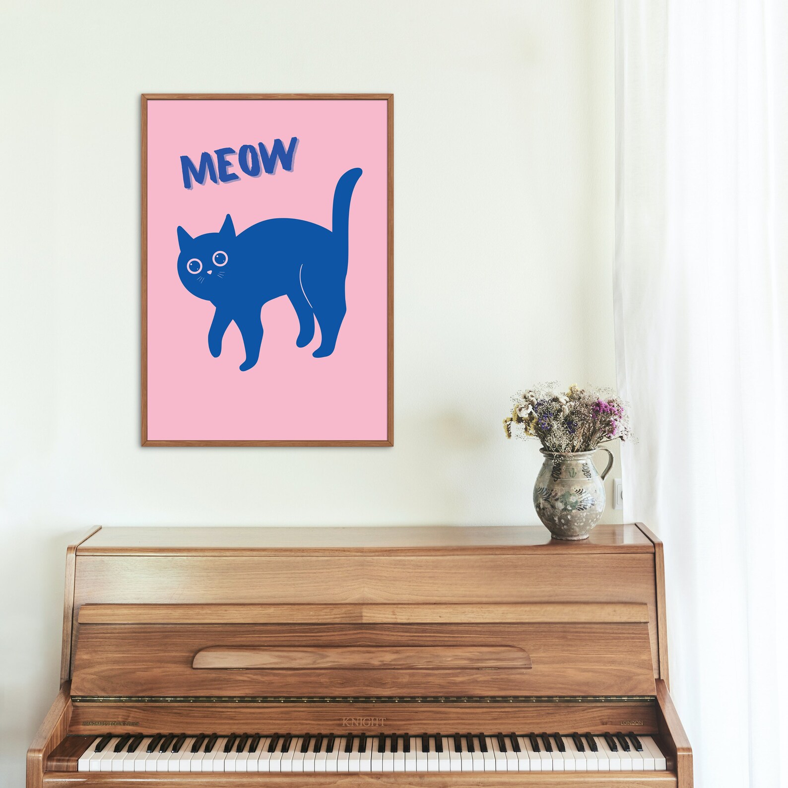 Y2K Blue Cat 'meow' in Pink Background Animal Trendy - Etsy